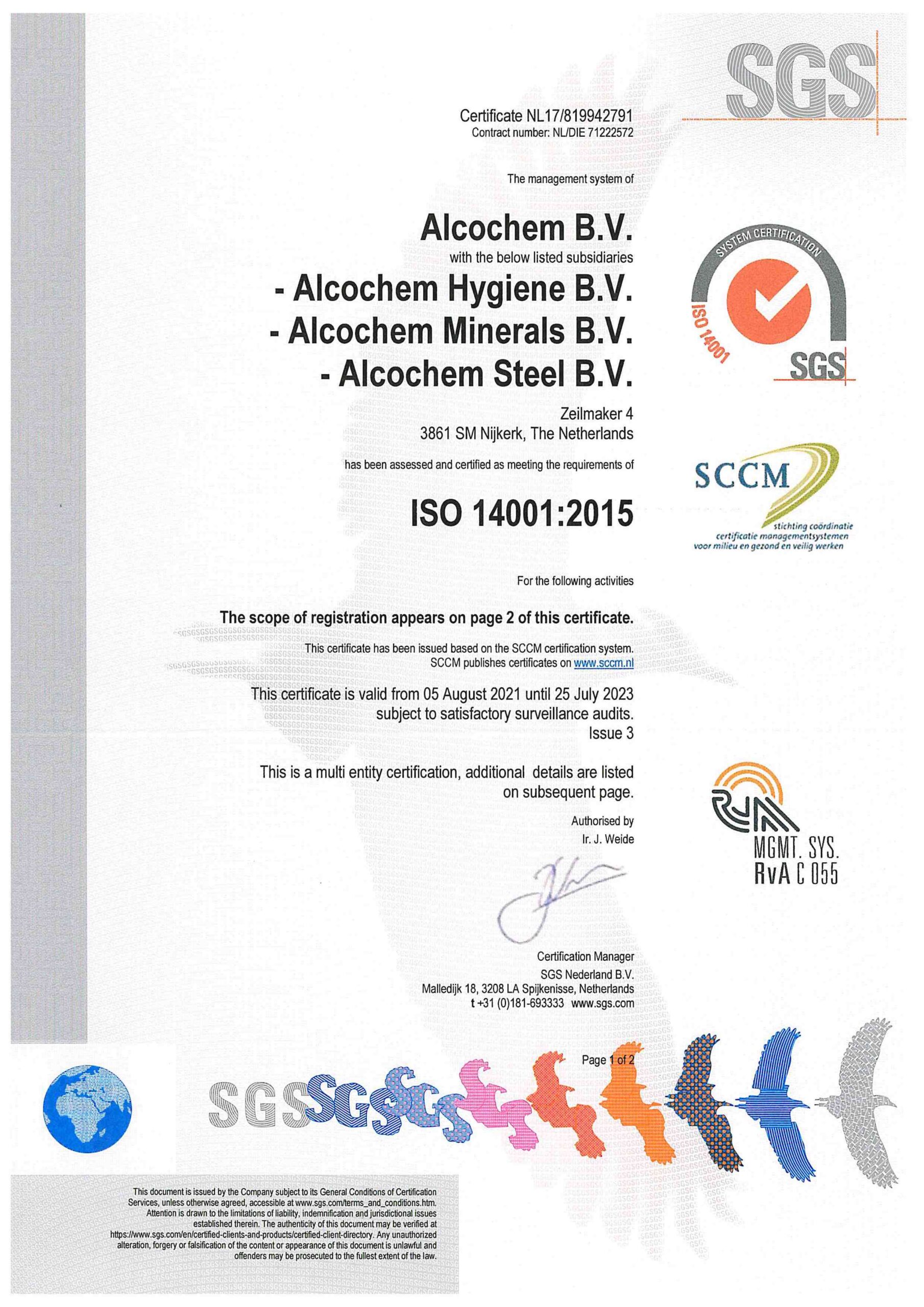 ISO certification – Alcochem Group